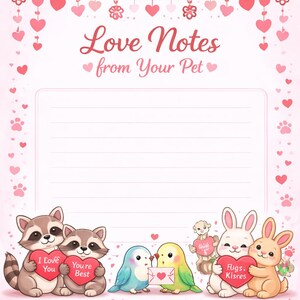 BUNDLE: Valentine Pet Love Notes | Furry Babies Stationery (2 PDF Set ...