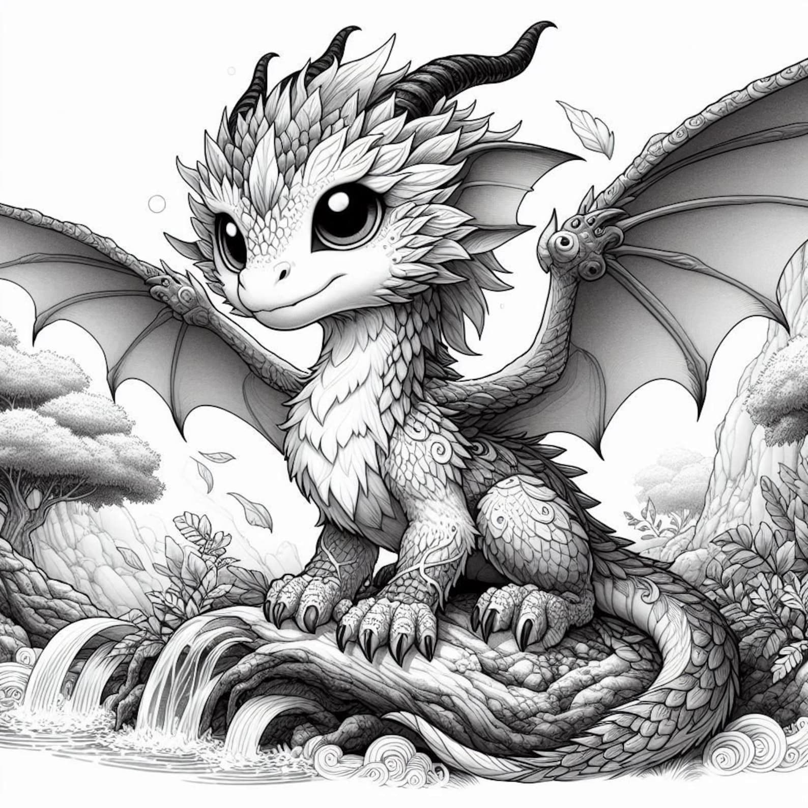 20 Coloring Pages of Cute Baby Dragons Plus 2 Bonus Pages - Etsy