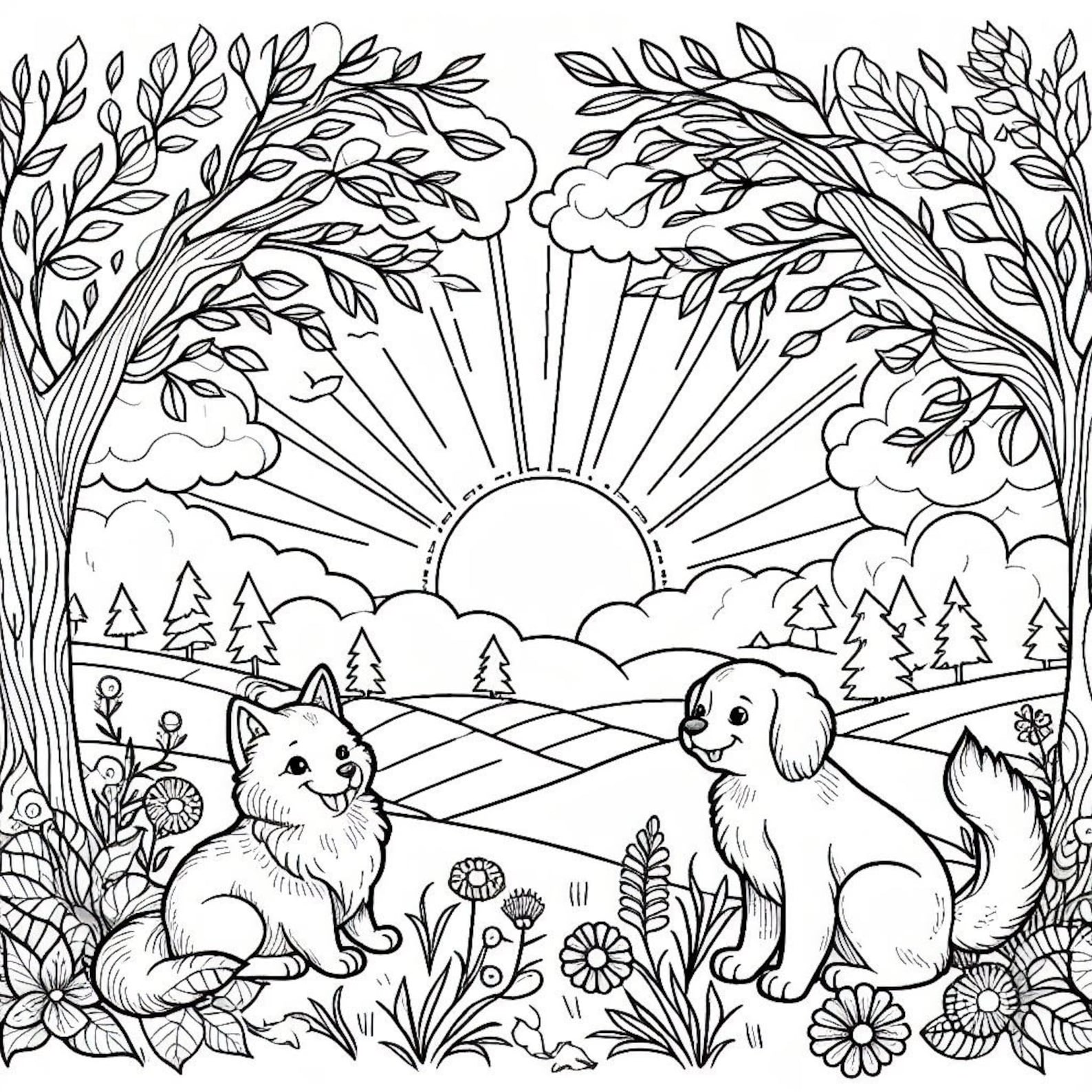 Puppy and Kitten Coloring Pages, 104 Printable Dog Cat Coloring Sheets ...