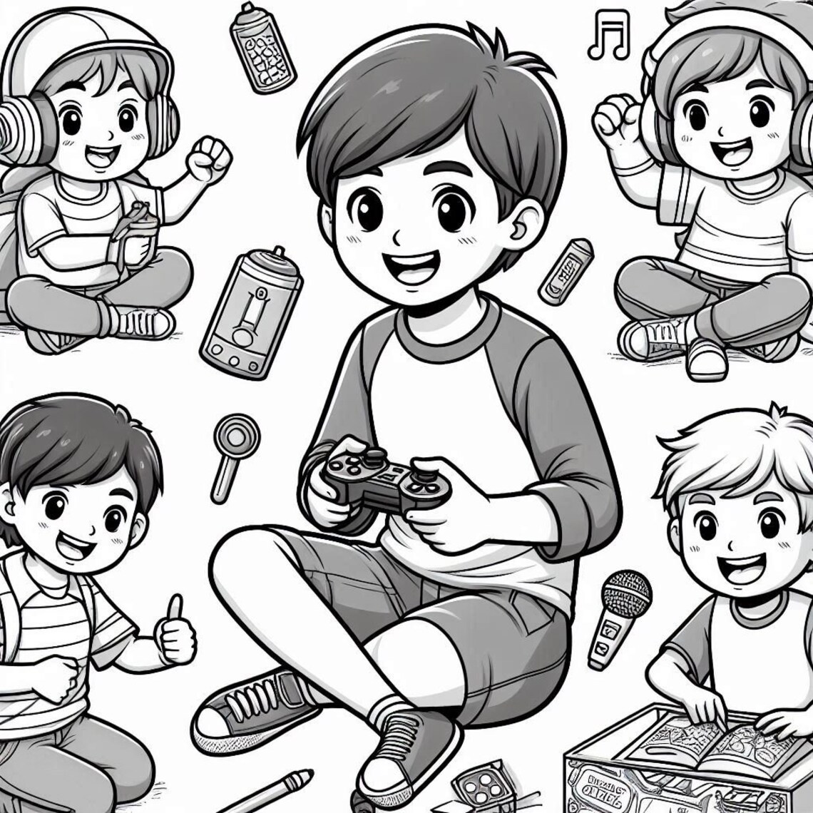 30 Coloring Pages of Sweet, Cute Kids and Ponies Plus 3 Bonus Pages - Etsy