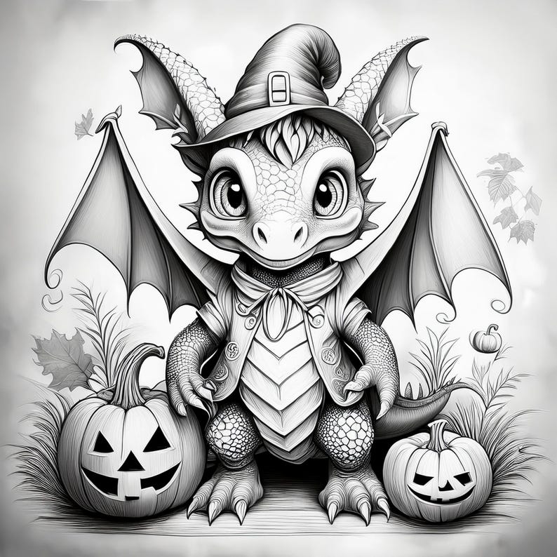 Halloween Baby Dragons Coloring Pages Cute Spooky Dragon Printables ...