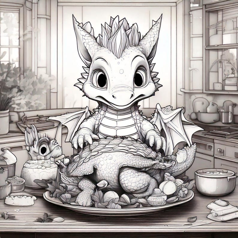 Thankgiving Baby Dragons Coloring Pages | Cute Baby Dragon Printables ...