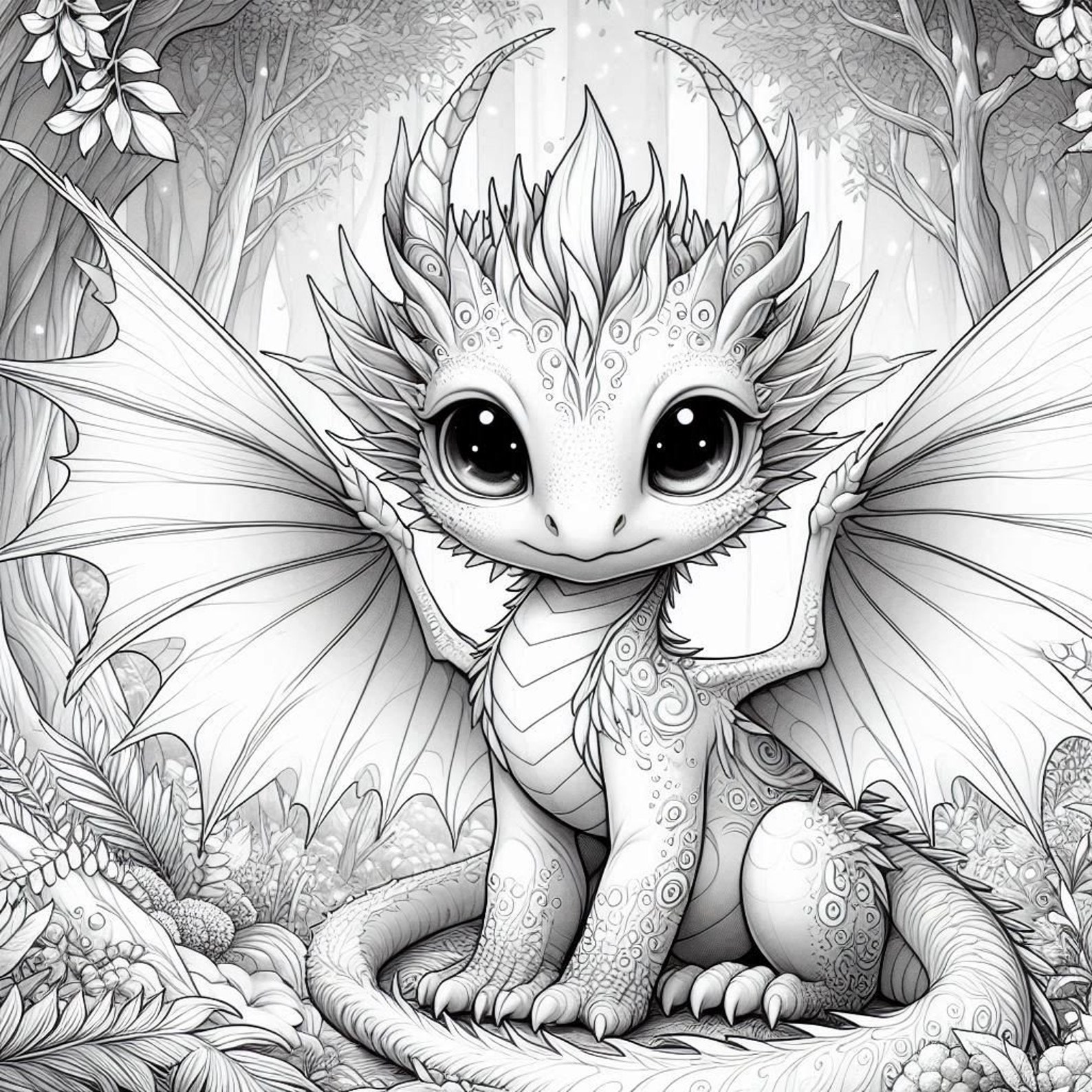 Baby Dragons Coloring Pages, Kids & Adults, Digital Download Hours of ...
