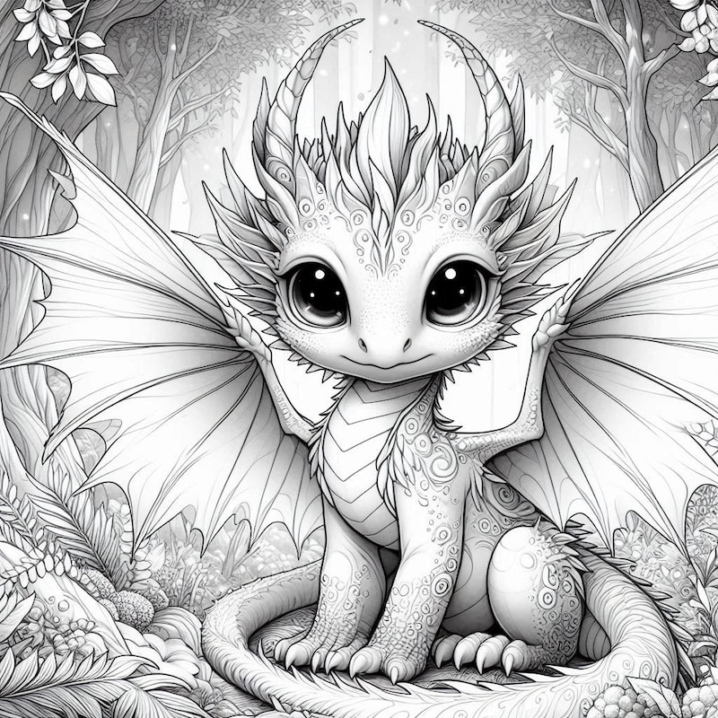 Dragon Coloring Page - Etsy New Zealand