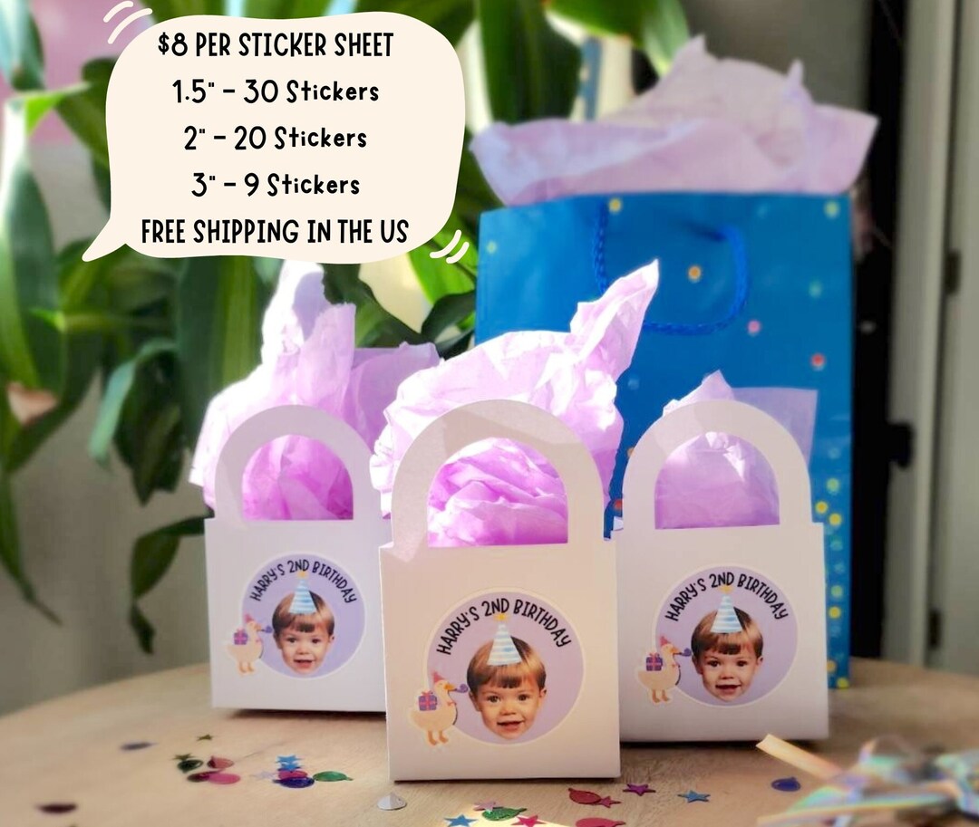 Custom Face Sticker Sheet With Custom Text, Party Favors, 30 50, 60 ...