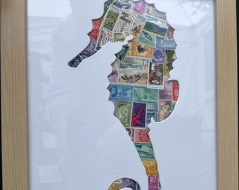 Unicorn Vintage Postage Stamp Collage Art - Etsy