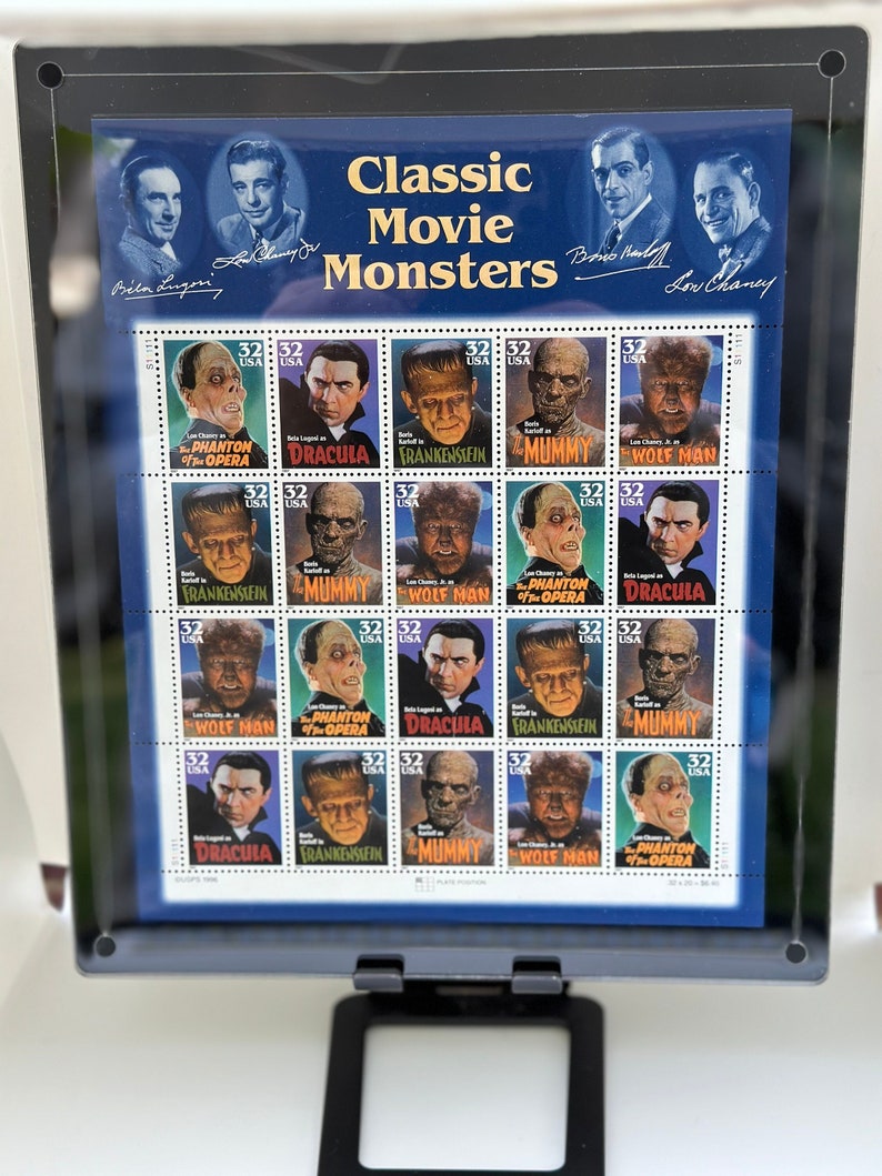 Classic Movie Monsters Collectible Postage Stamp Framed Artwork - Etsy