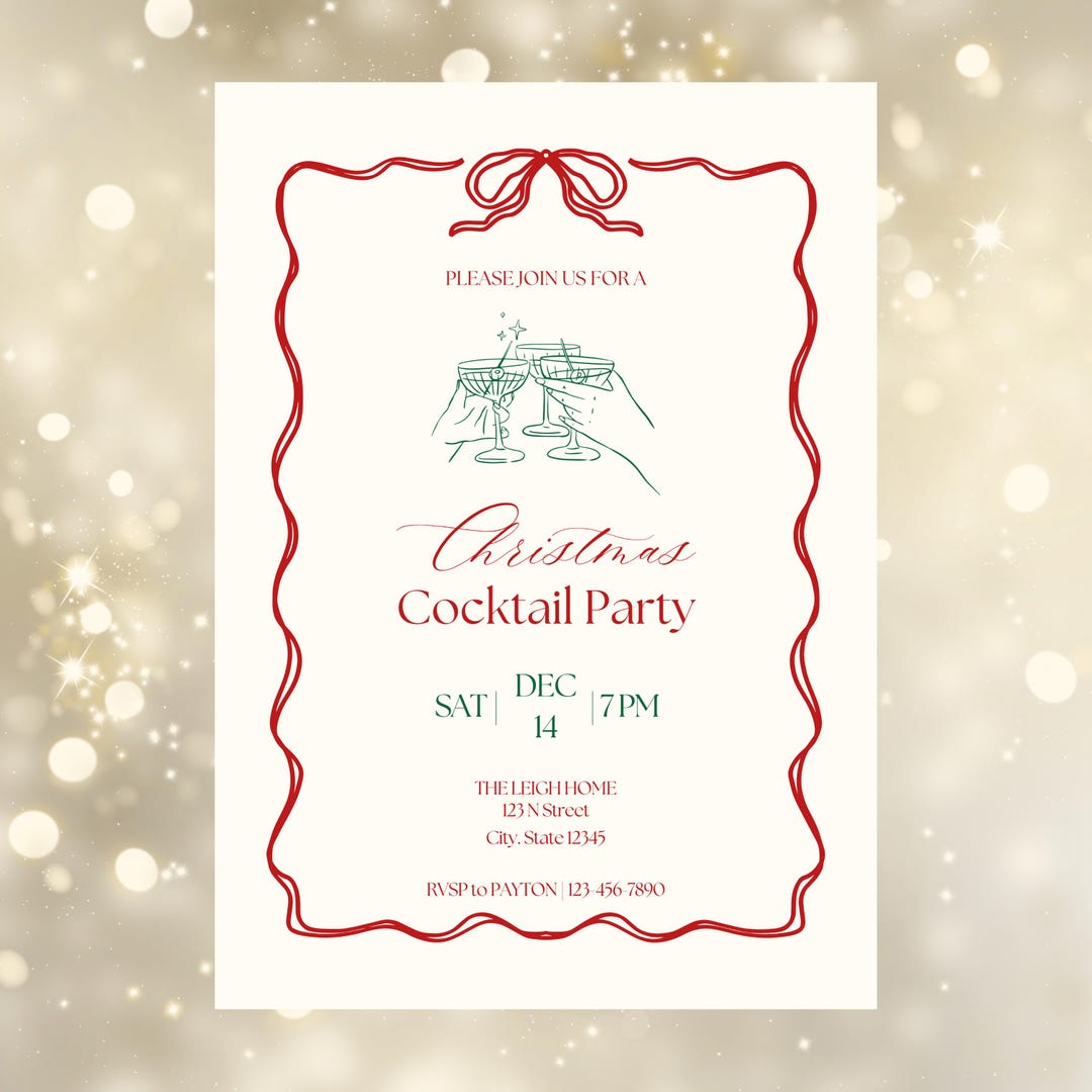 Christmas Cocktail Party Invitation - Custom 5x7 Printed Invitation - Etsy