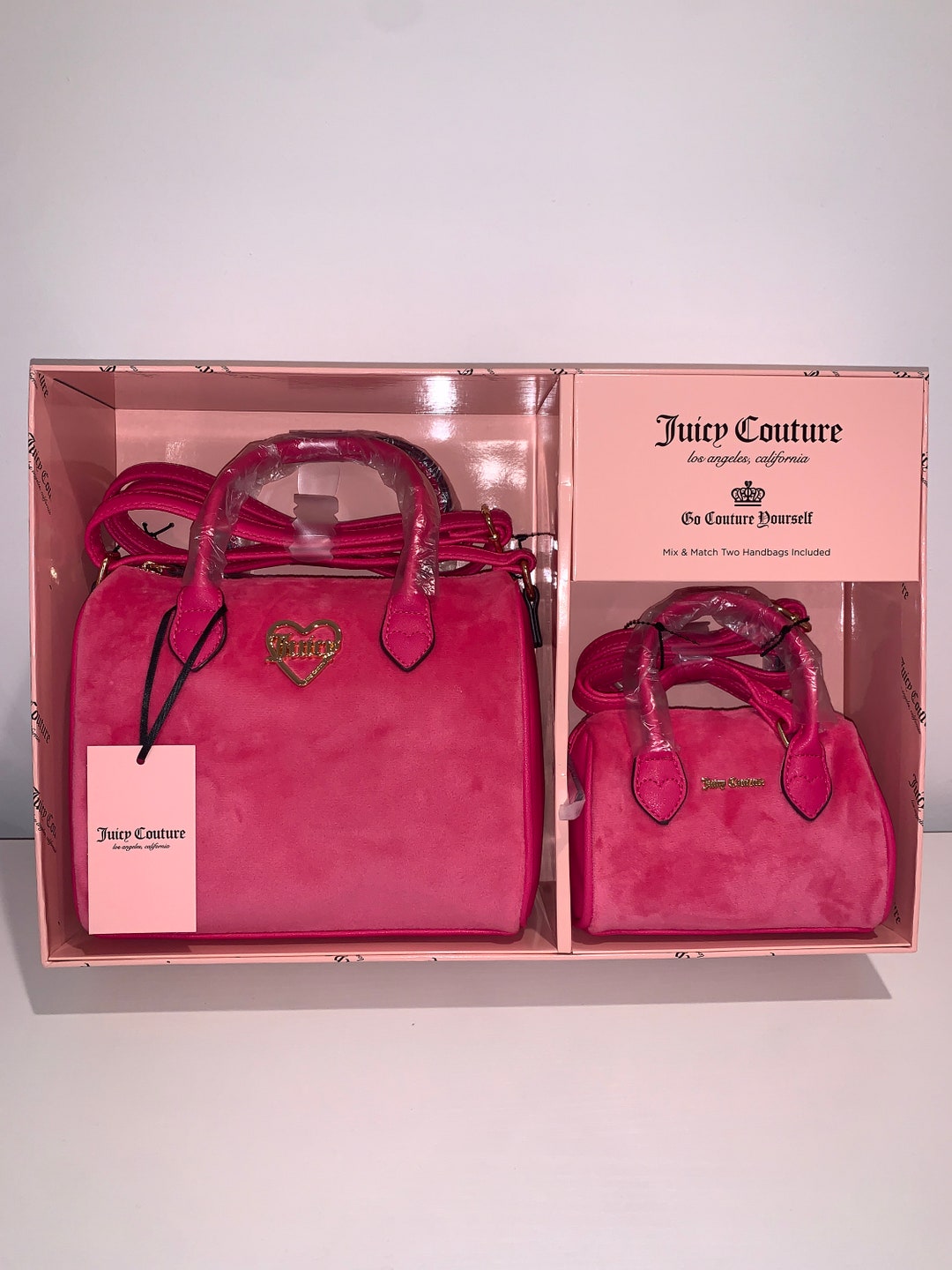 Juicy Couture Pink Flash Velour Two Piece Satchel Set - Etsy