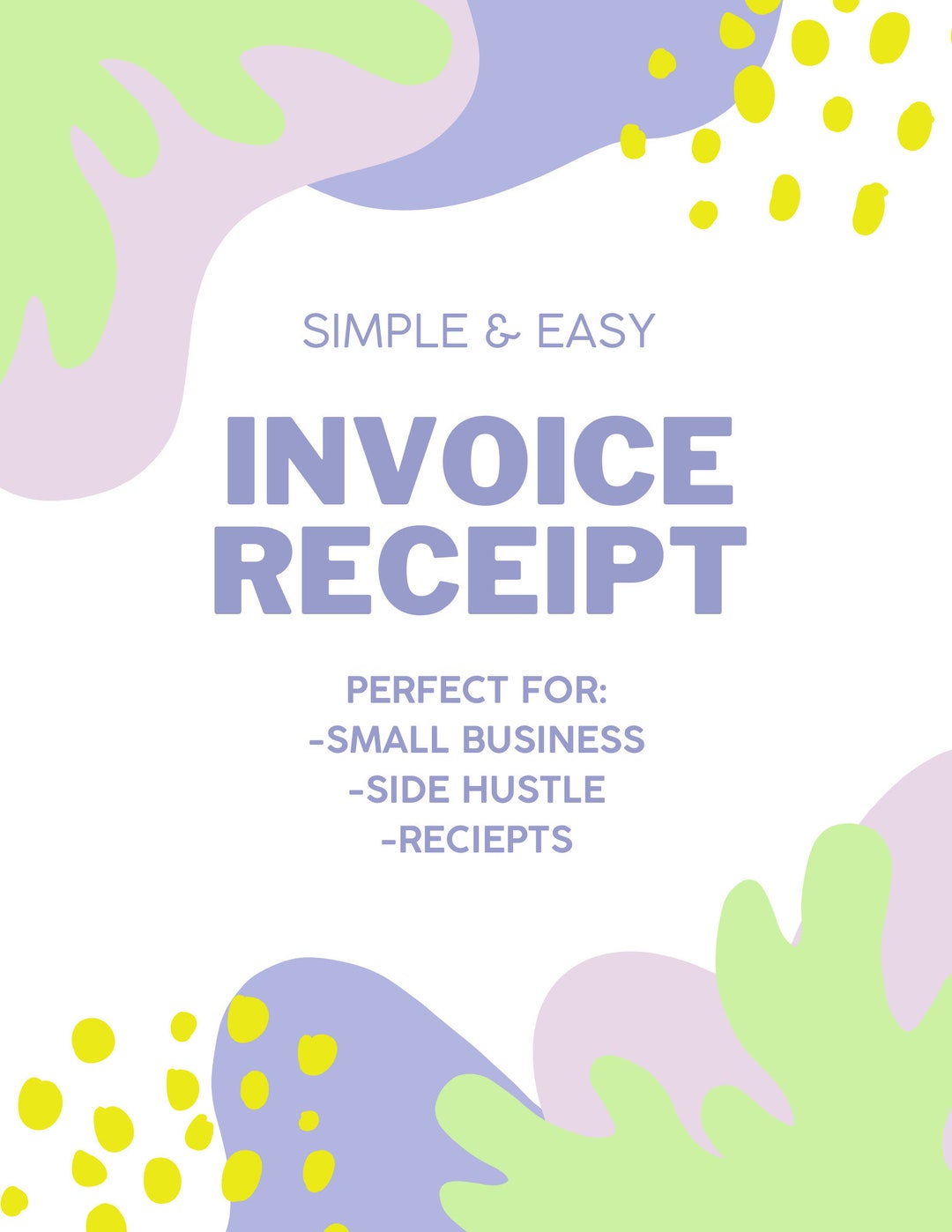 Professional Invoice Receipt Template for Small Business & Side Hustles ...