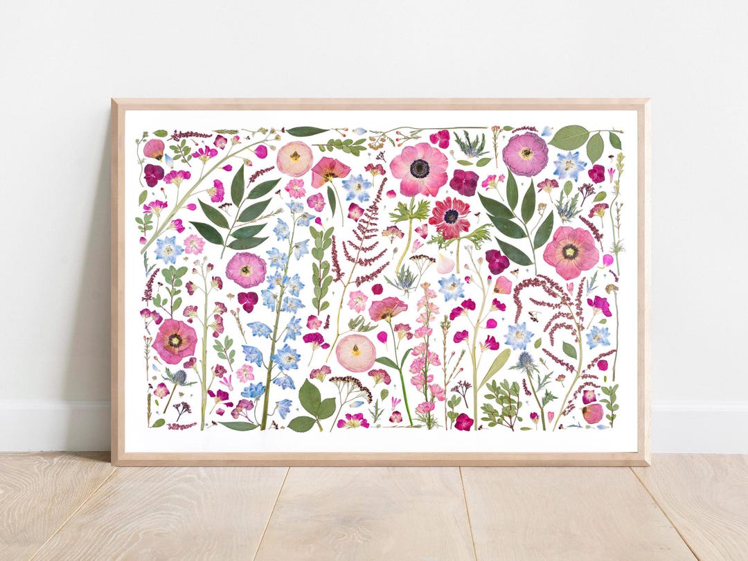 Real Flower Collage-pressed Flower Print-art With Flowers-flower Child ...