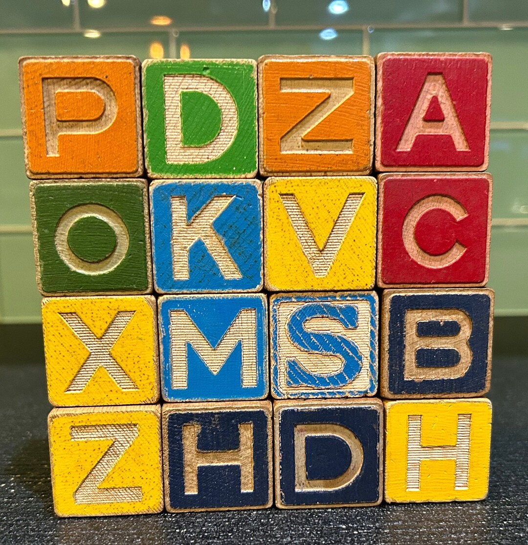 Antique Wood Alphabet Blocks - Etsy