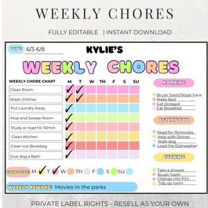Editable Daily Checklist for Kids | Responsibility Chart | to Do List ...
