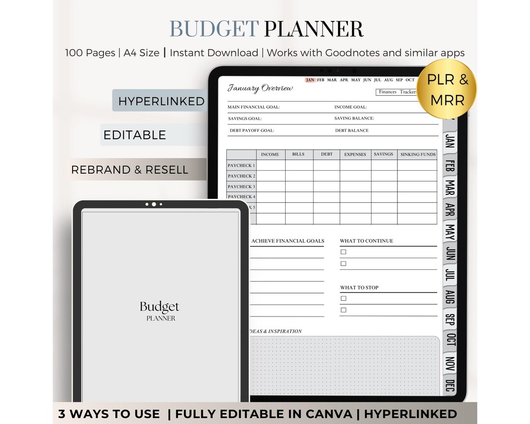 Budget Planner | Finance Tracker| Finance Planner, Digital Budget | PLR ...