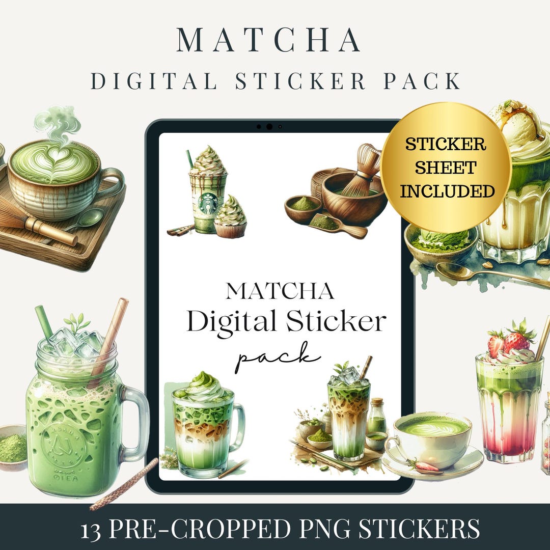 Matcha Digital Stickers | Digital Sticker Book | Goodnotes Stickers ...