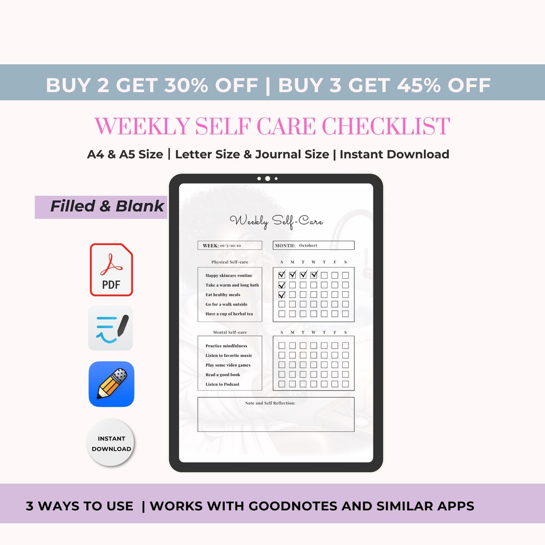 Weekly Self Care Tracker | Self Care Printable | Self Care Printable ...