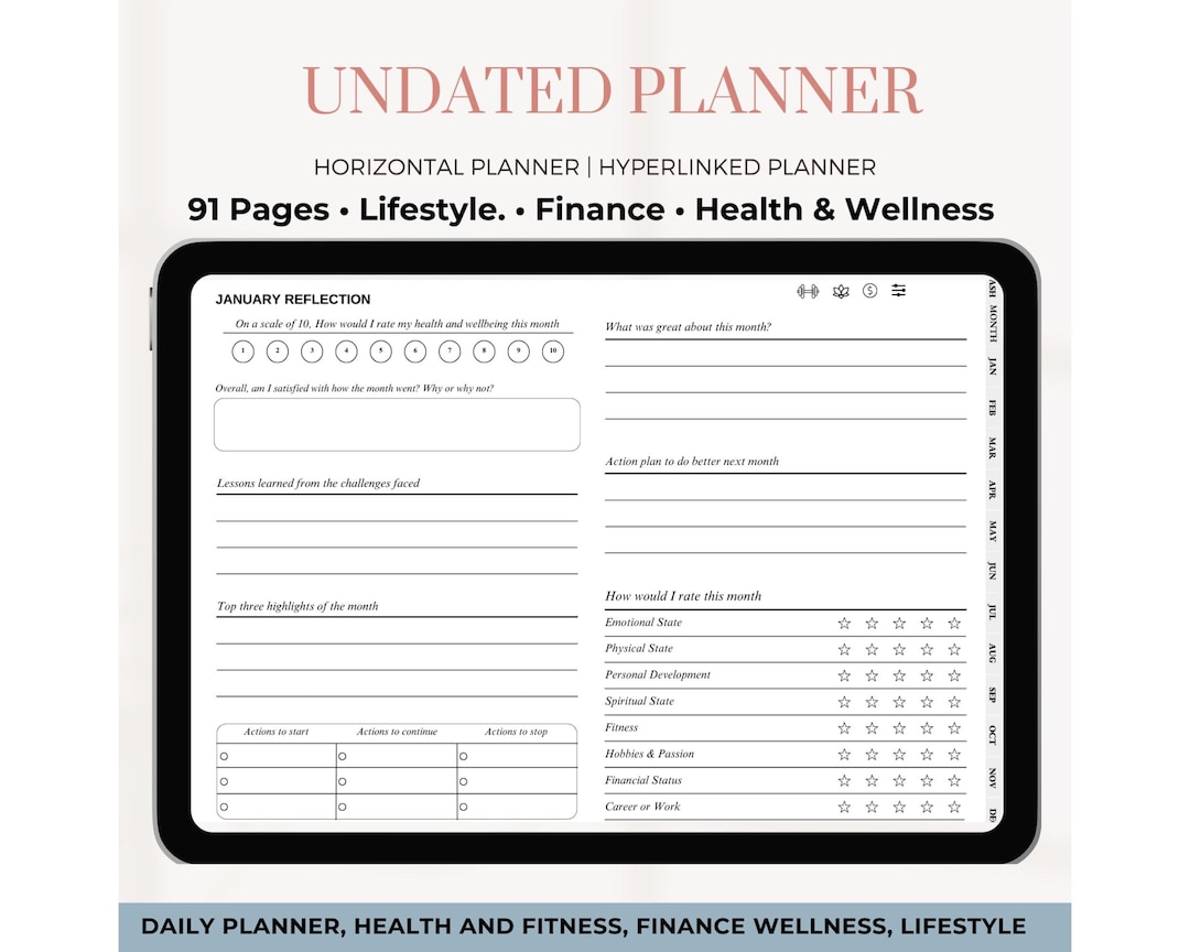 Ultimate Undated Digital Planner: Monthly, Weekly, Daily (PDF) - Etsy
