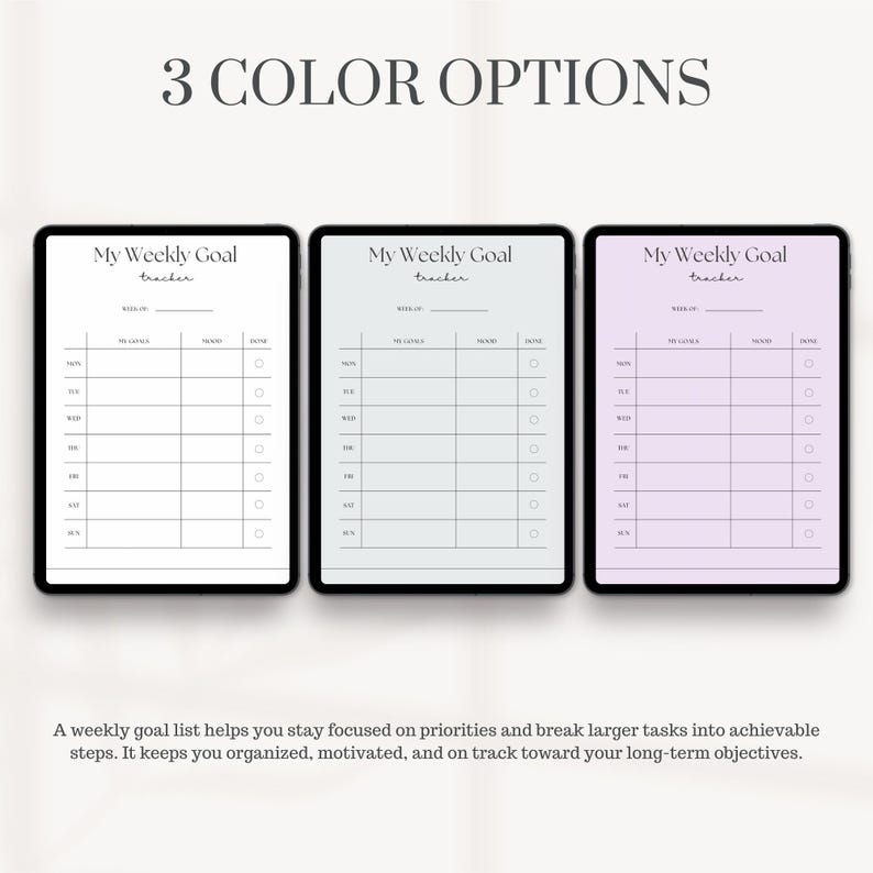 Weekly Goal Tracker Printable: A4/A5 Sizes (PDF Download) - Etsy