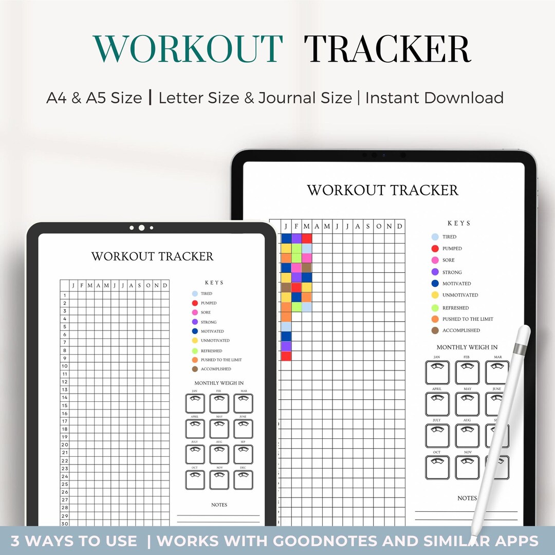 Printable Workout Tracker: A4 & A5 Fitness Journal (digital Download ...