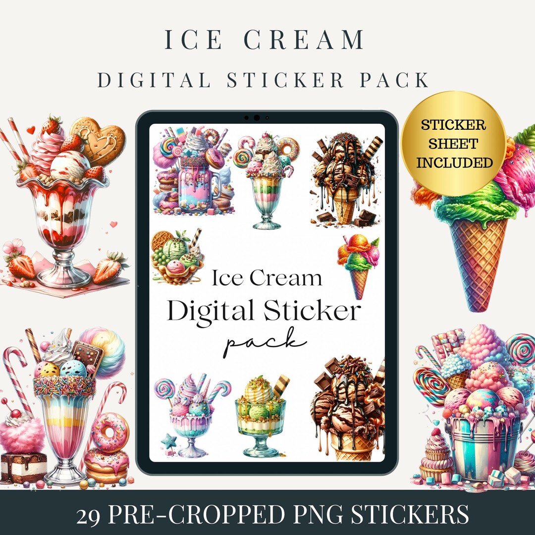 Ice Cream Digital Stickers | Digital Sticker Book | Goodnotes Stickers ...