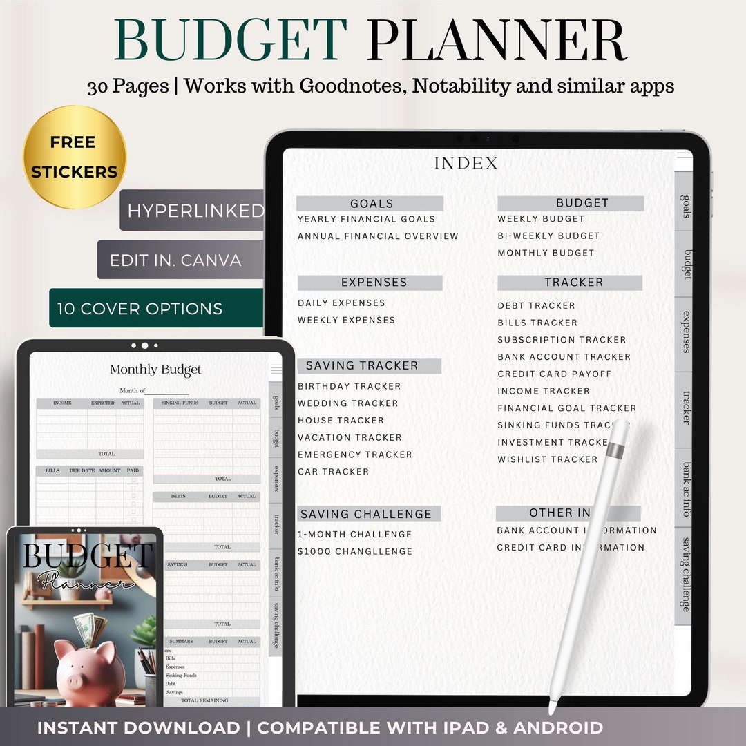 Digital Budget Planner, Finance Tracker, Finance Planner, Digital ...