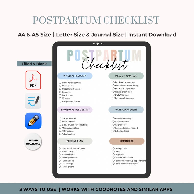 Postpartum Template, Birth Plan Printable, Postpartum PRINTABLE ...