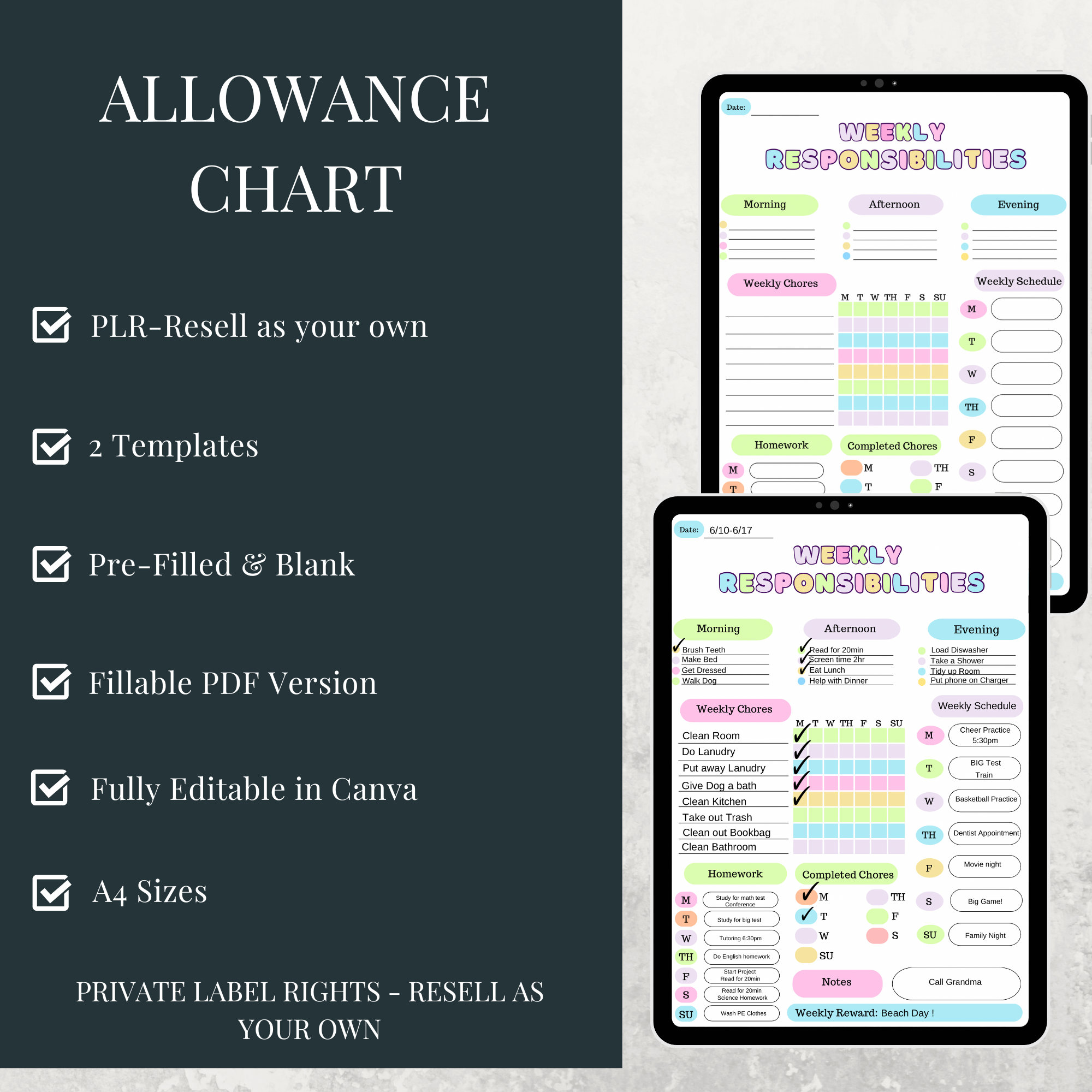 Editable Responsibility Chore Chart for Kids Printable Kids Daily ...