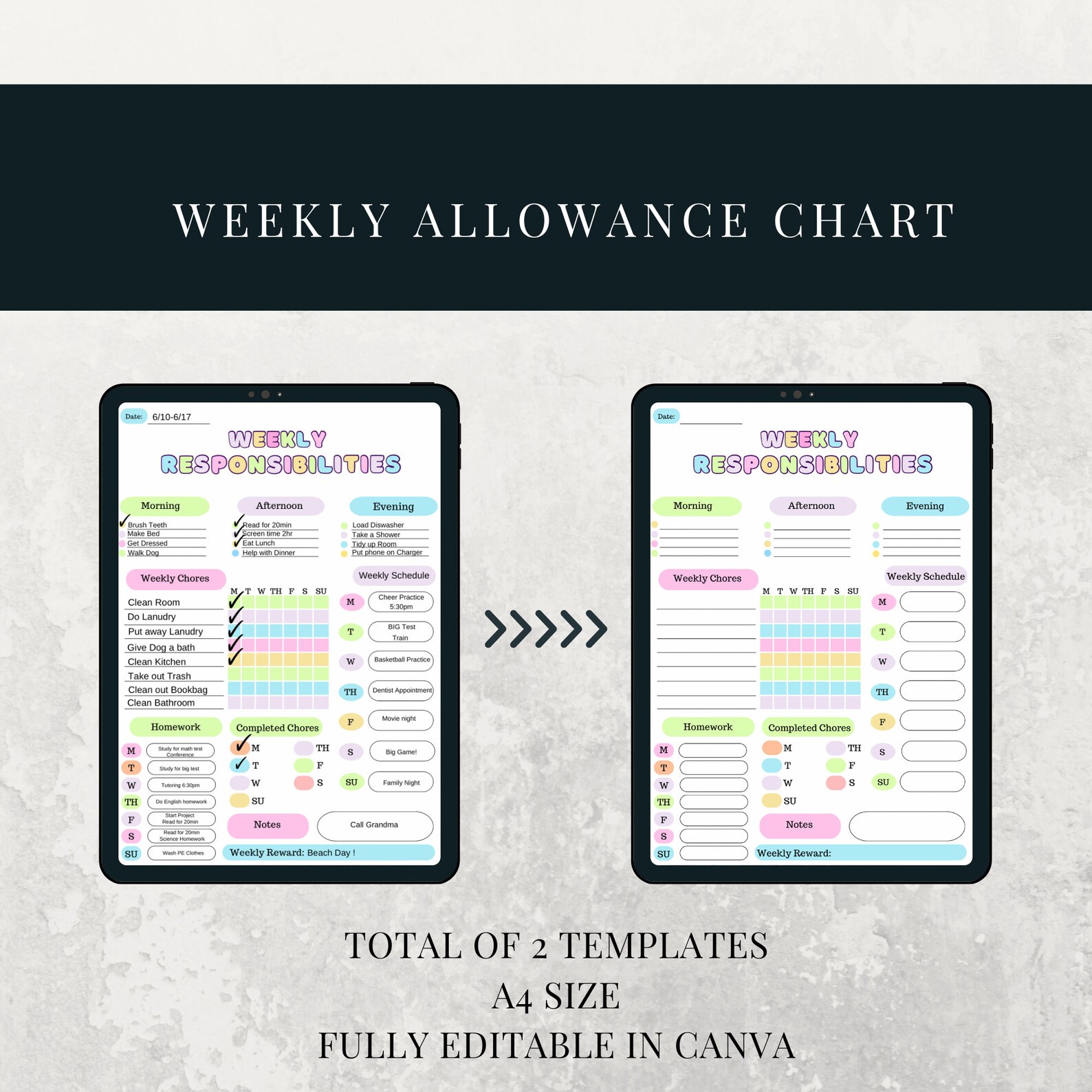 Editable Responsibility Chore Chart for Kids Printable Kids Daily ...