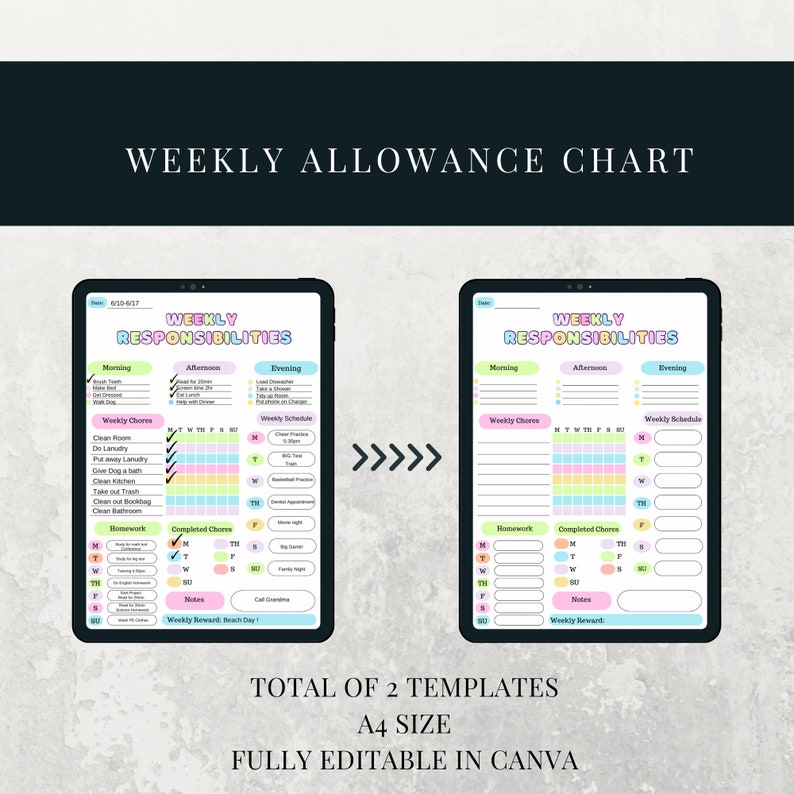 Editable Responsibility Chore Chart for Kids Printable Kids Daily ...