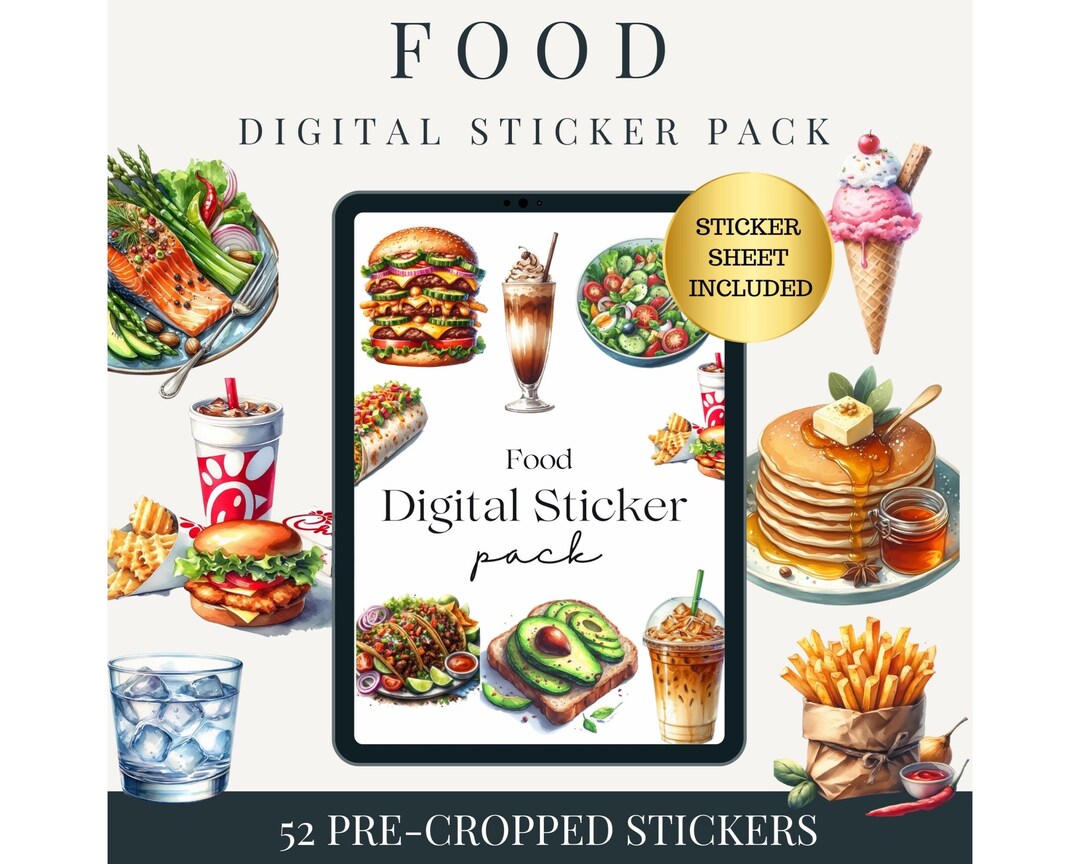 Food Digital Stickers | Digital Sticker Book | Goodnotes Stickers ...