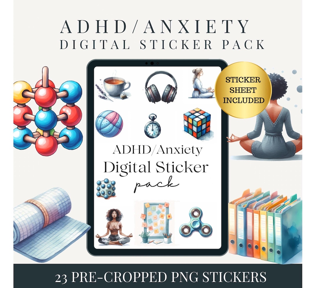 ADHD Digital Goodnotes Sticker | Sticker Notes PNG | PNG Digital ...