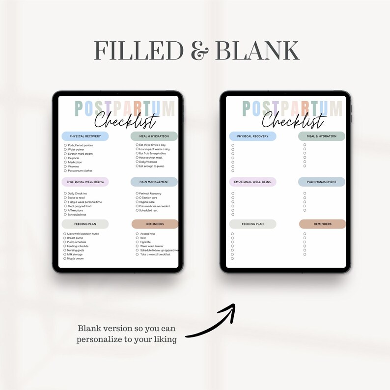 Birth Plan Template: Editable Postpartum Checklist (A4/A5 PDF) - Etsy