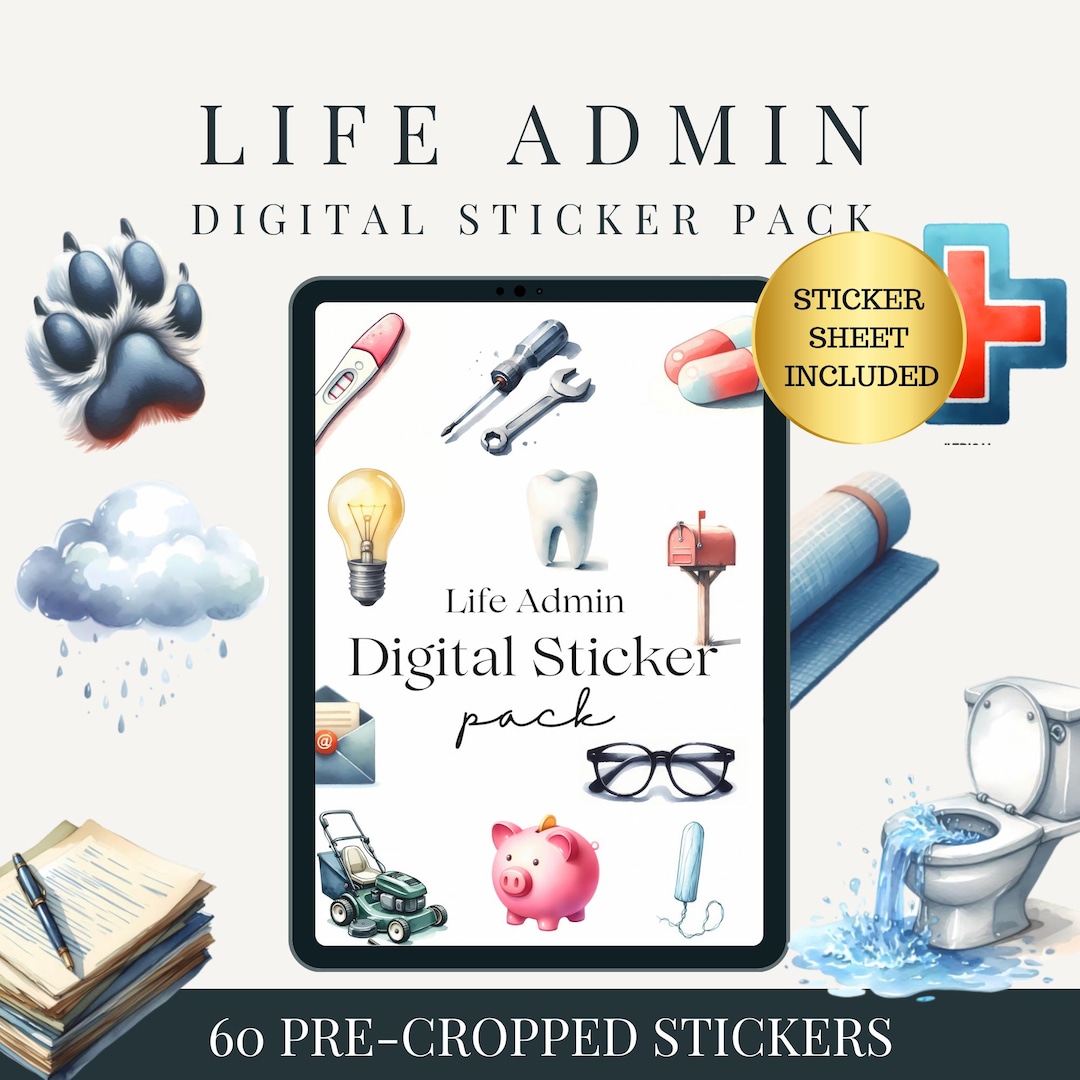 Life Admin Digital Stickers | Digital Sticker Book | Goodnotes Stickers ...