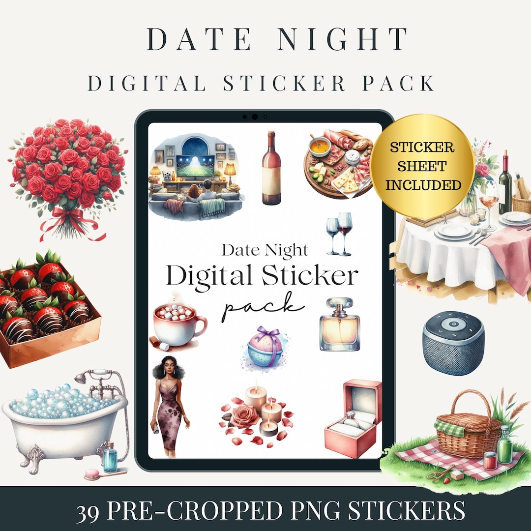 Digital Goodnotes Date Night Stickers |sticker Notes PNG | PNG Digital ...