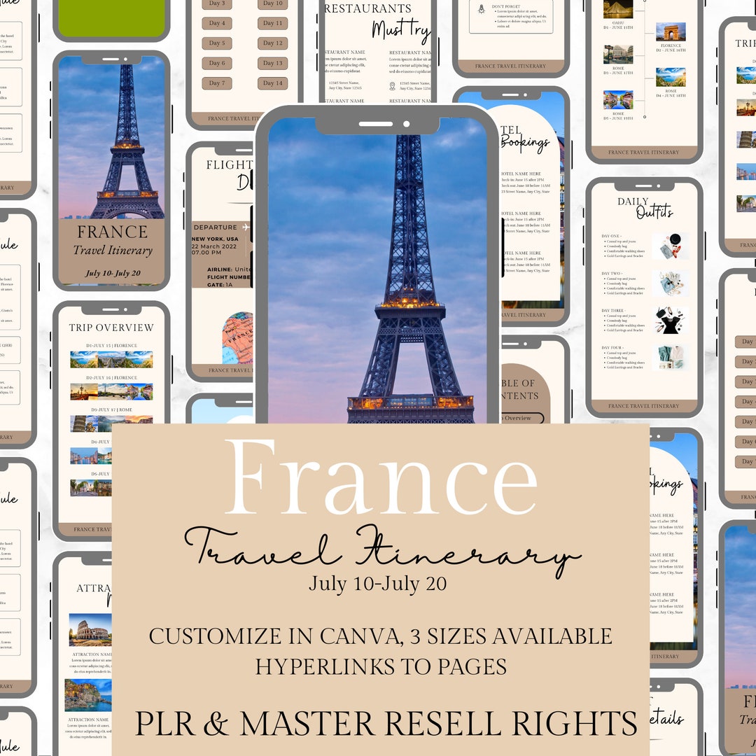 Editable Travel Itinerary Template | Trip Itinerary | France Travel ...