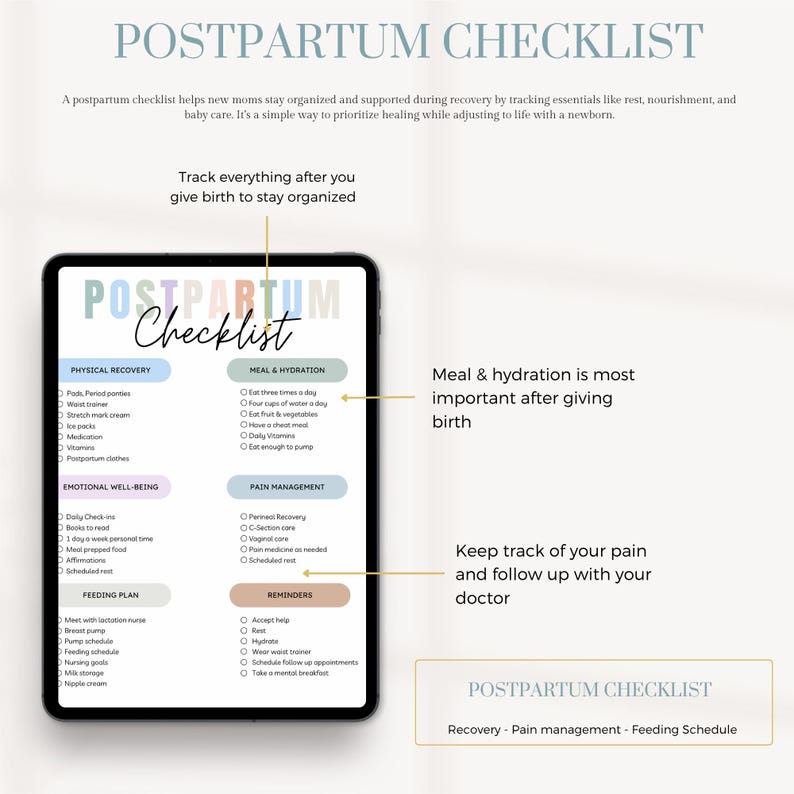 Birth Plan Template: Editable Postpartum Checklist (A4/A5 PDF) - Etsy