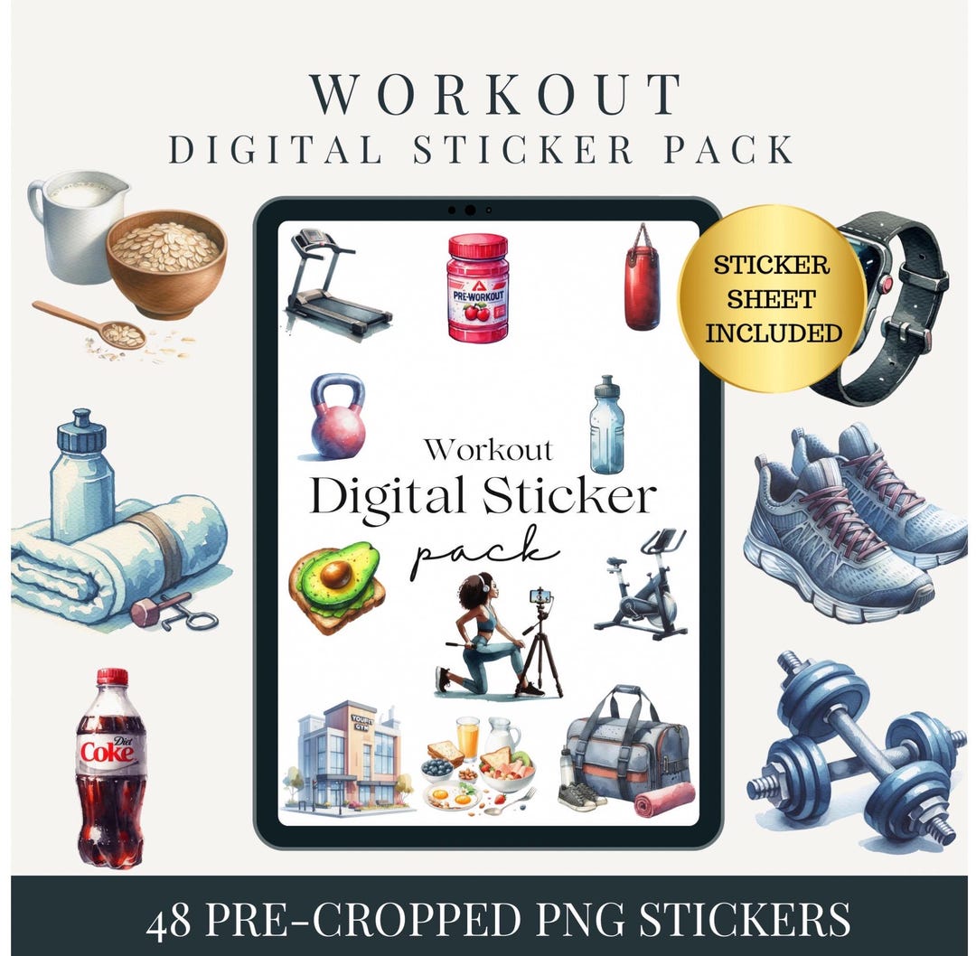 Fitness Digital Goodnotes Sticker |sticker Notes PNG | PNG Digital ...