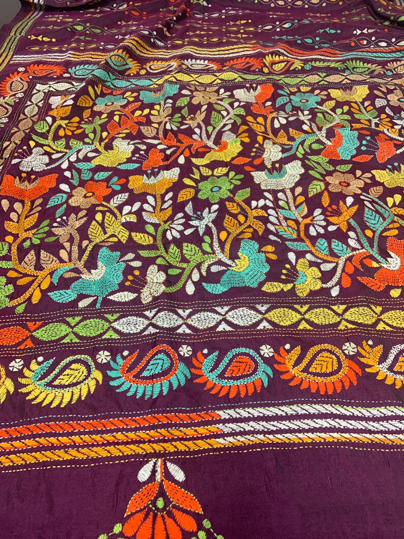 Elegant Kantha Stitch Handcrafted by Bengal Artisan Women , Multicolor ...