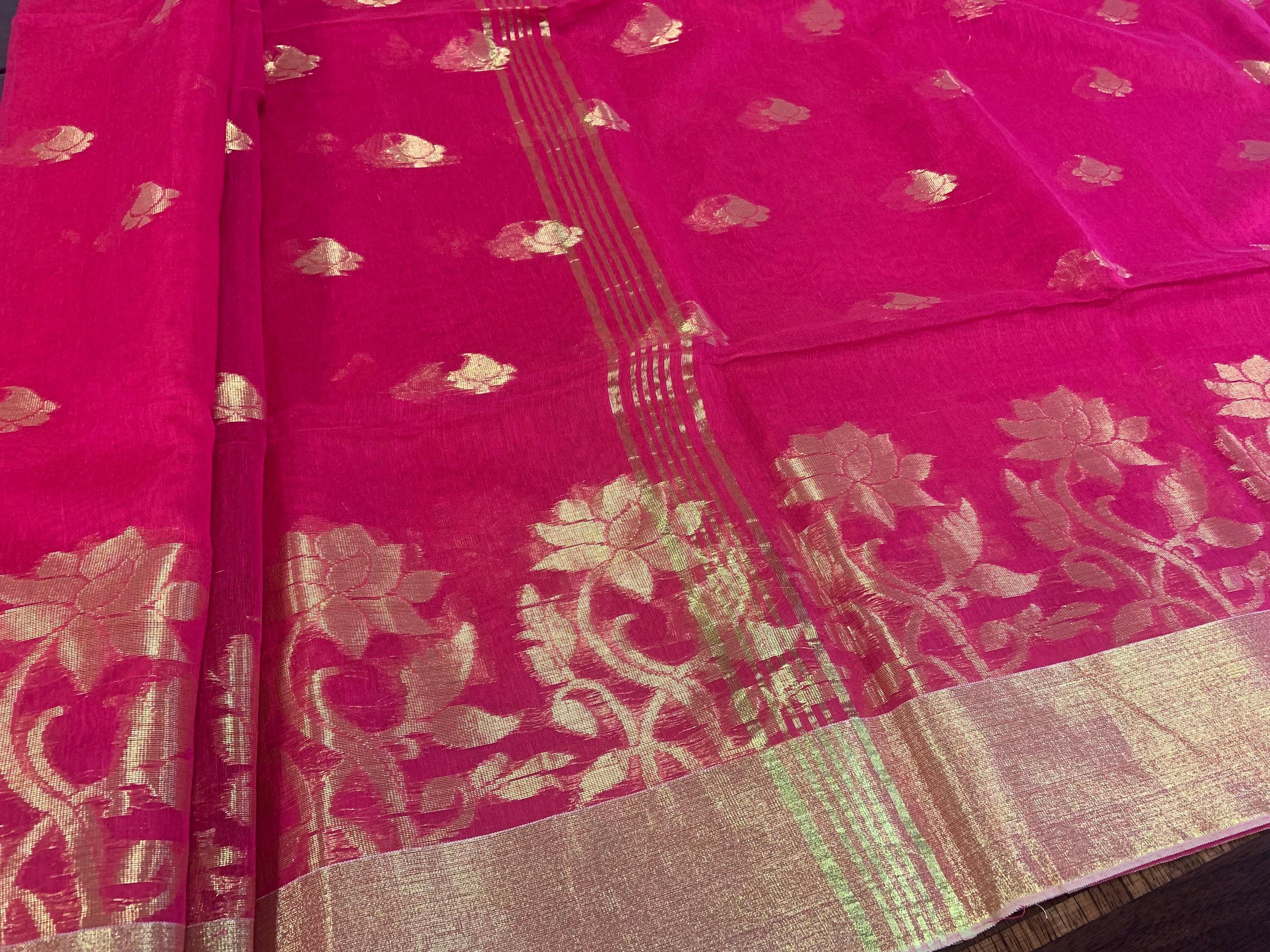 Exclusive Handmade Bengal Jamdani Design Raspberry Red Color Fancy ...