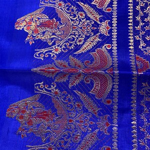 Pure Handwoven Bishnupuri Baluchari Saree With Blouse Piece/ Blue Color ...