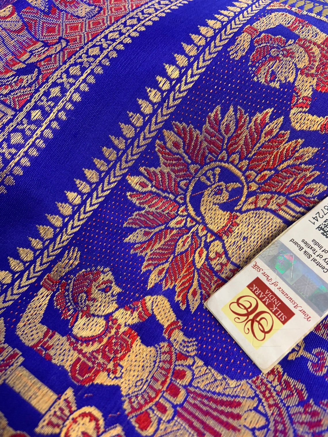 Pure Handwoven Bishnupuri Baluchari Saree With Blouse Piece/ Blue Color ...