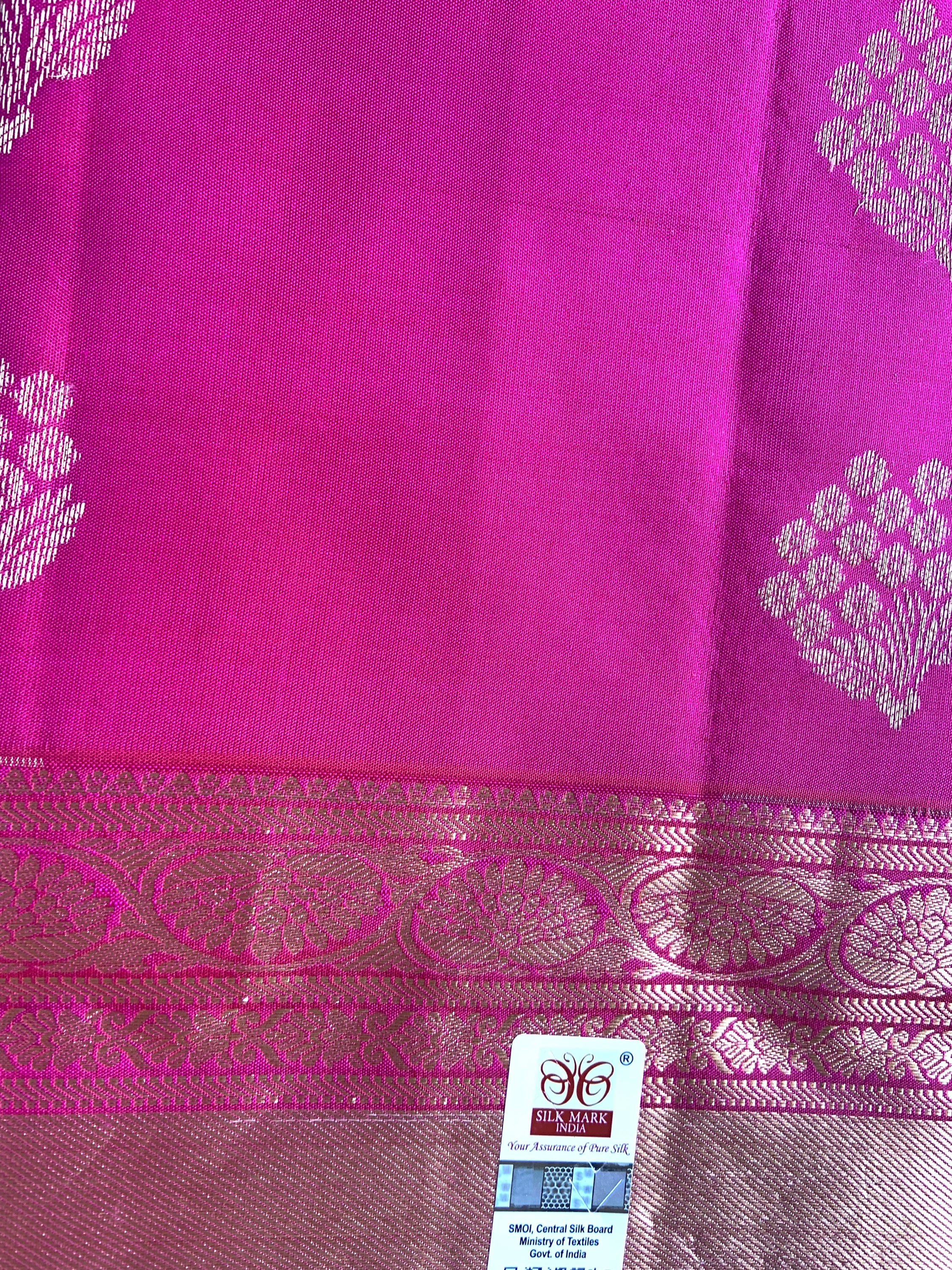 Handwoven Rani Pink Color Pure Kanchipuram Silk Saree / SILK MARK ...