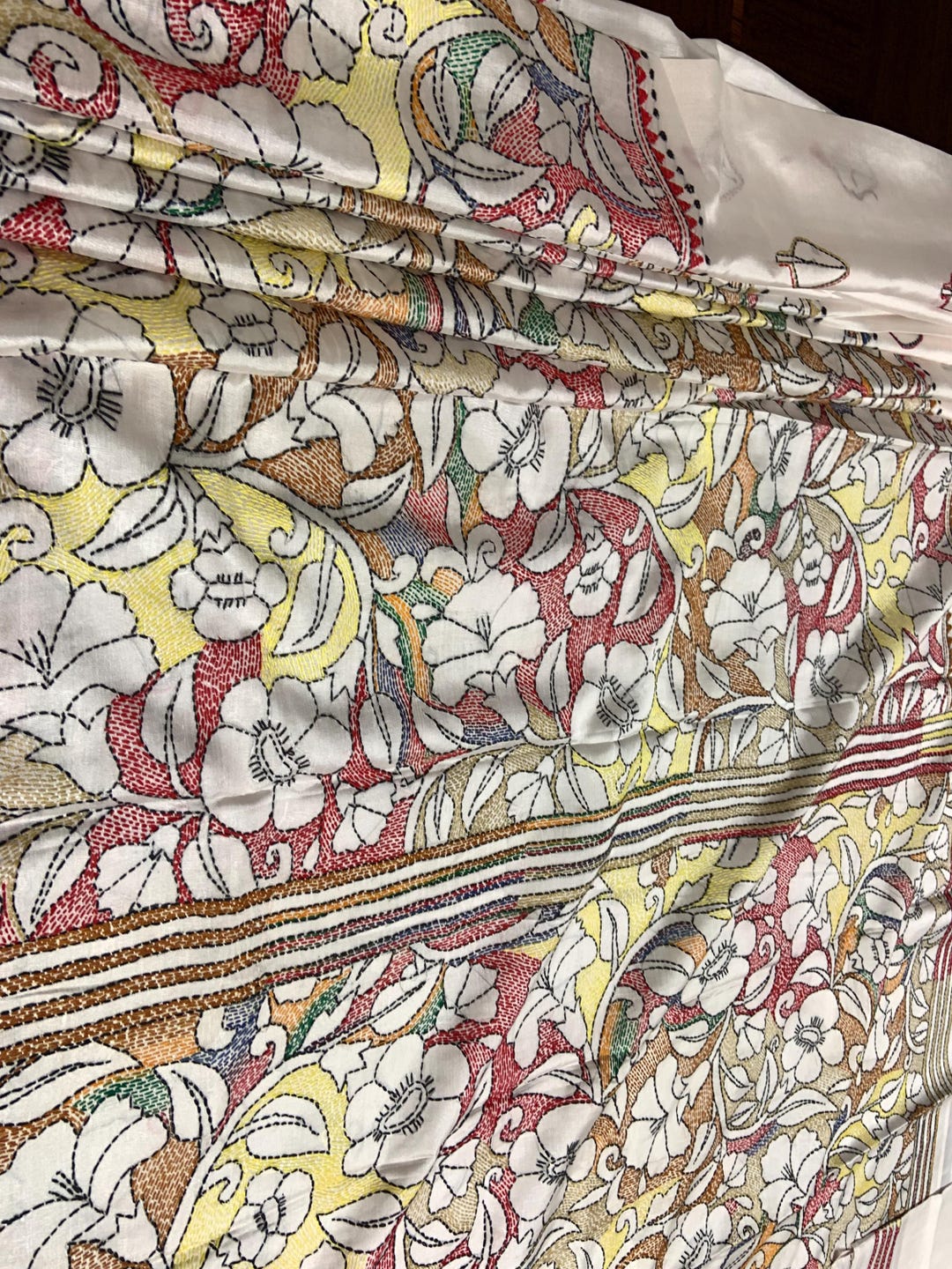 Beautiful Kantha Stitch Saree Hand Embroidered - Etsy