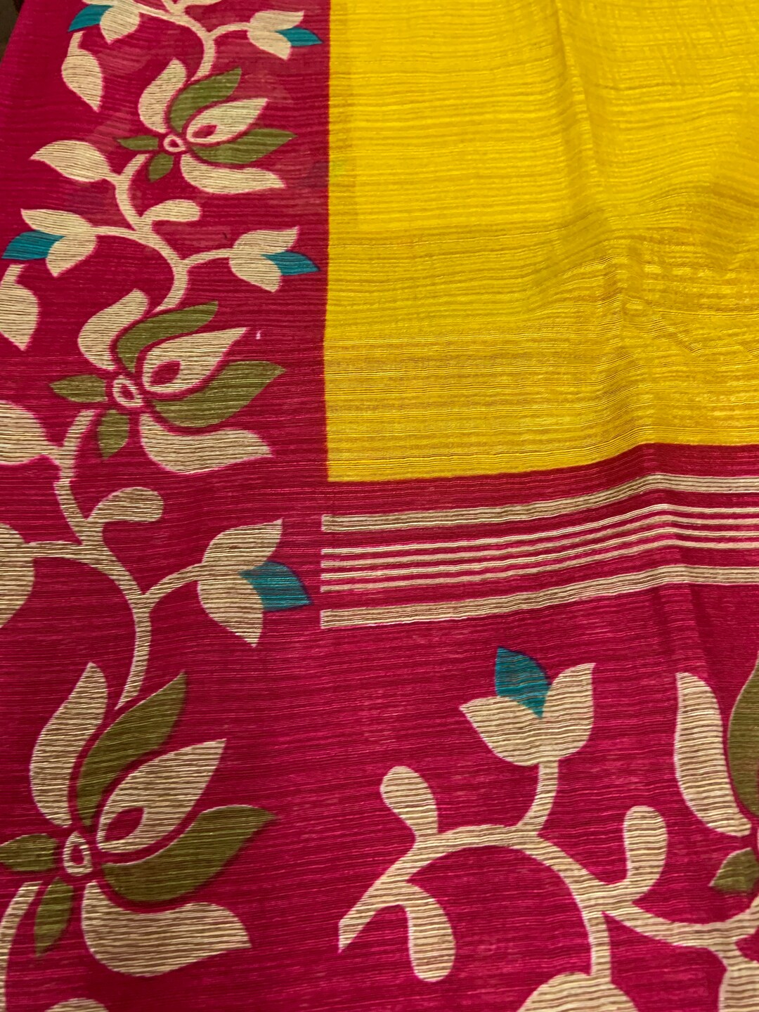 Yellow Color Matka Silk Saree With Flower Design - Etsy