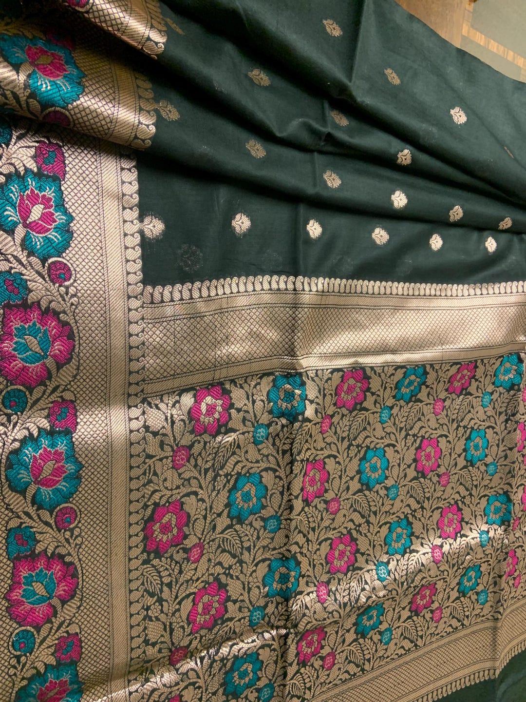Beautiful Monipuri Silk Saree Black Color for Any Special Occasion - Etsy
