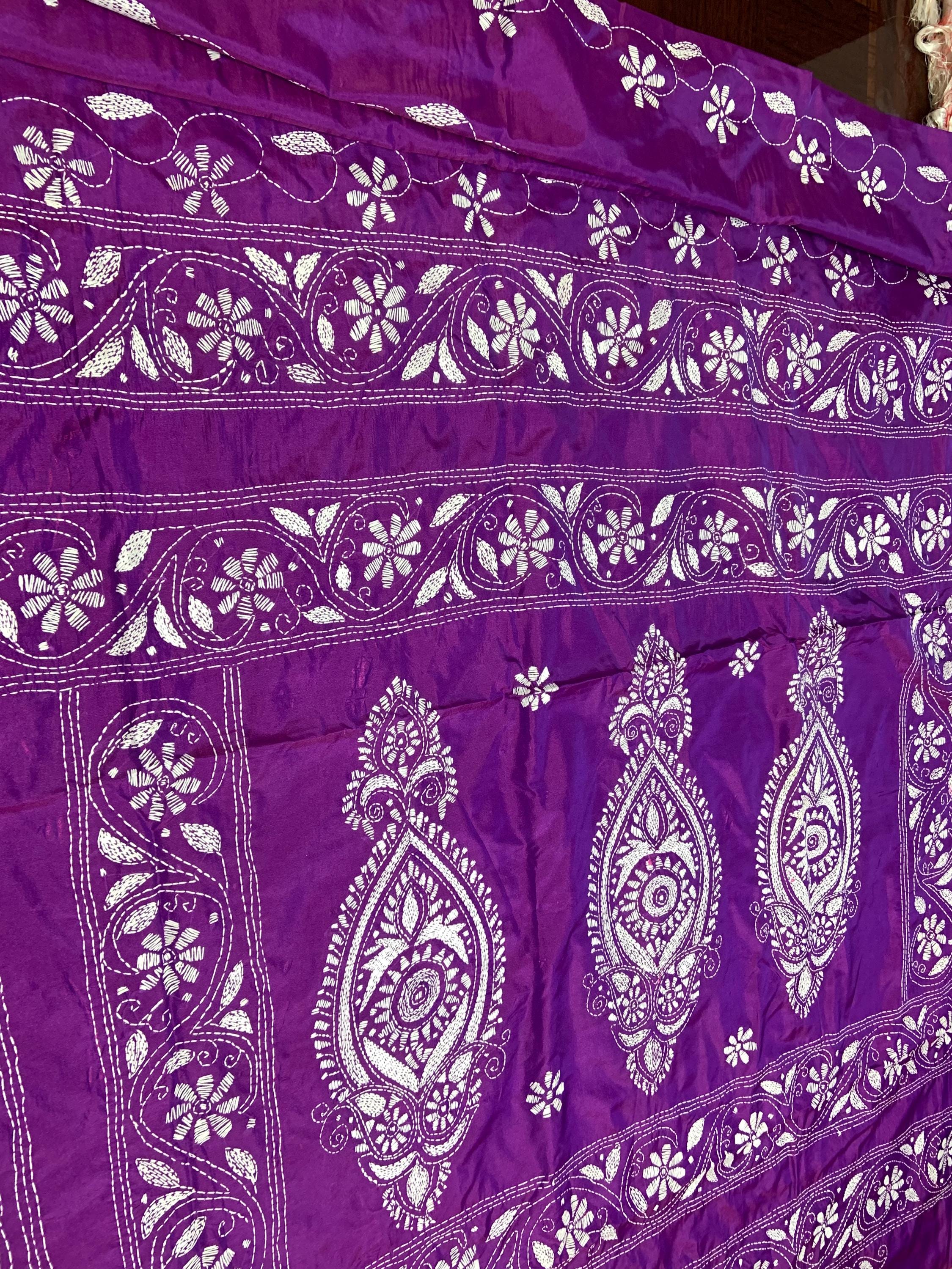 Exclusive Kantha Stitch Saree Hand Embroidered - Etsy