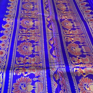Pure Handwoven Bishnupuri Baluchari Saree With Blouse Piece/ Blue Color ...