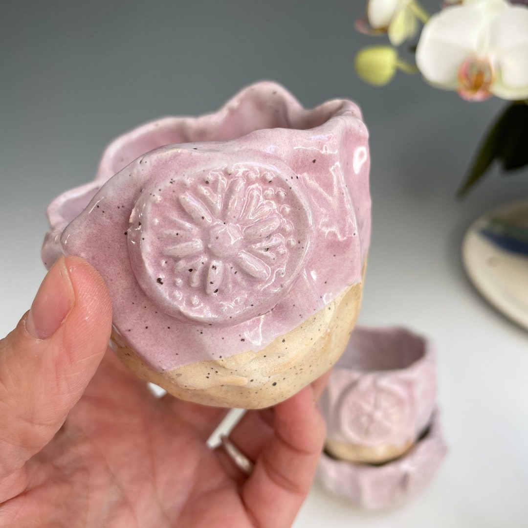 A Set of Three Pink Flower Pinch Pots Cheery Home Decor - Etsy