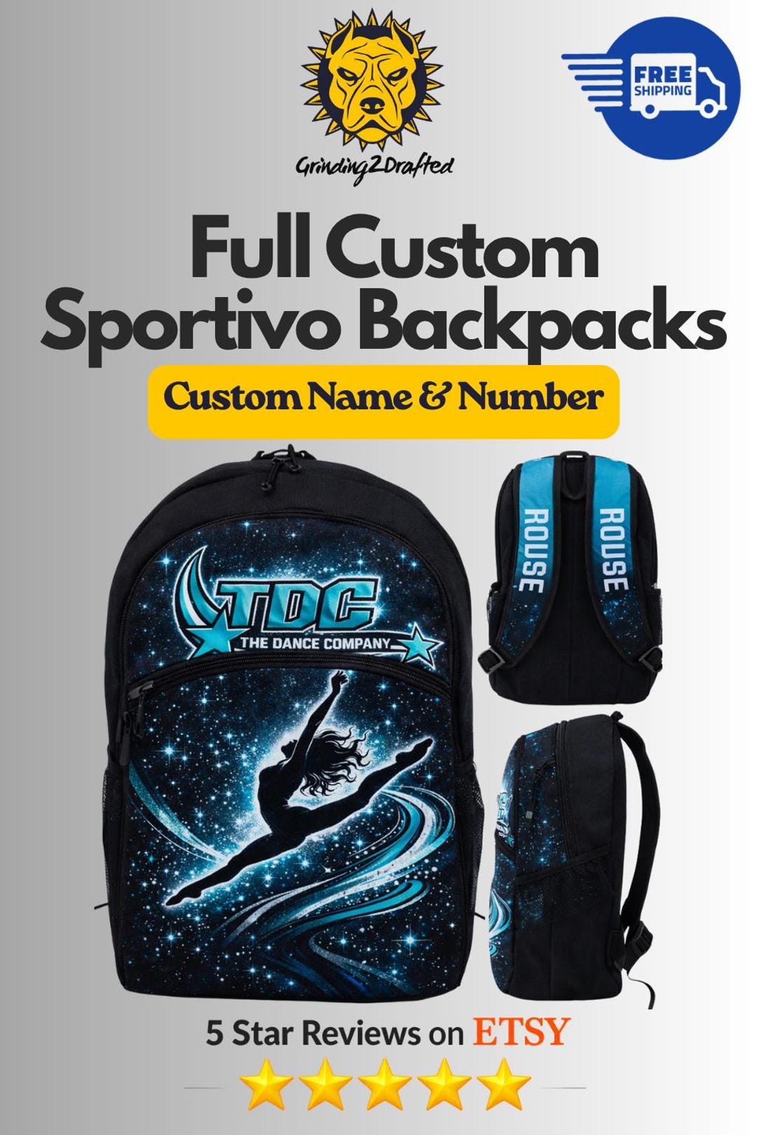 Full Custom Sports Backpack - With Name and Number - Etsy
