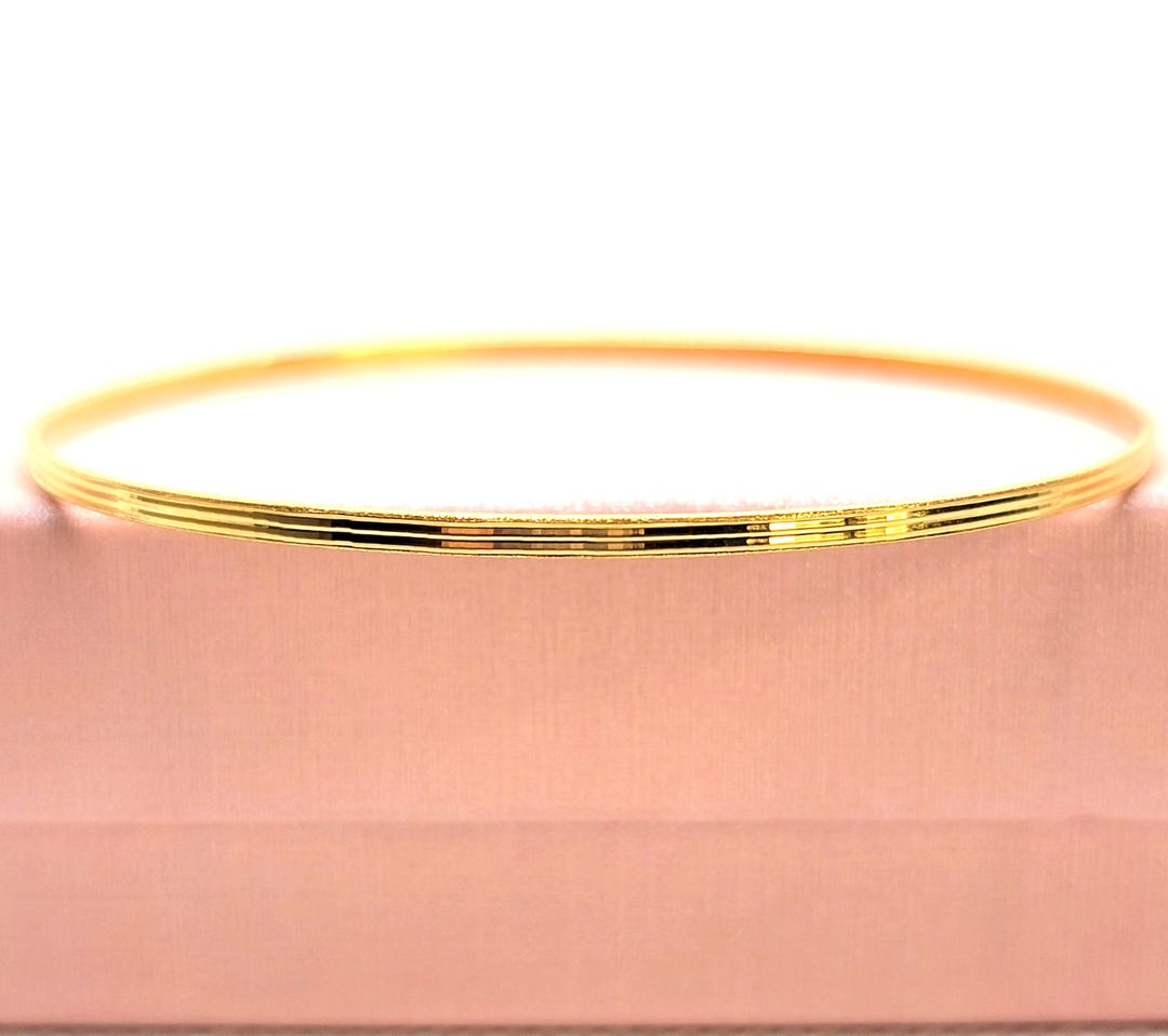 Handmade Gold Bangle Bracelet: Diamond Cut Real Gold Jewelry - Etsy